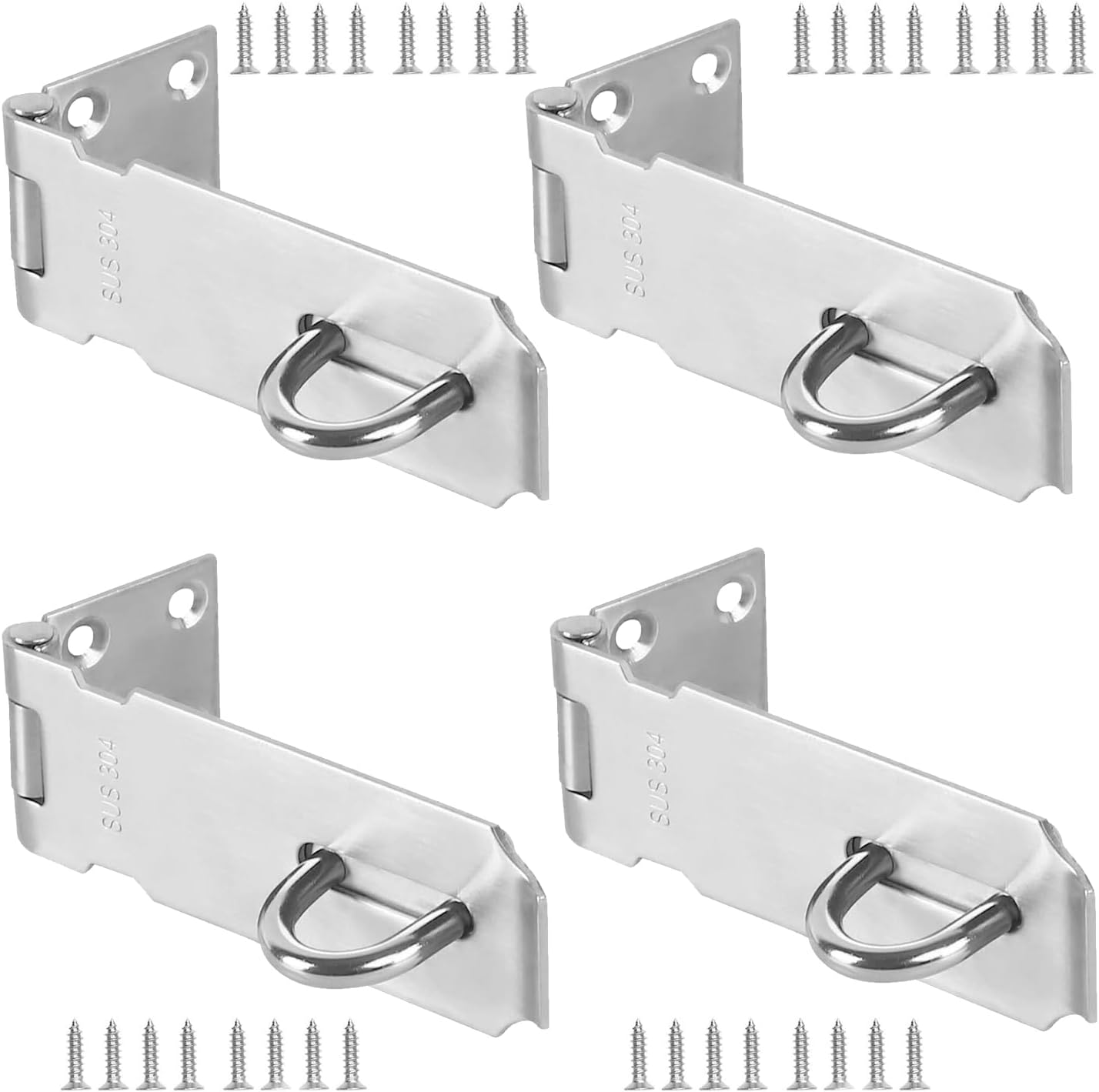 KINJOEK 4 PCS 5 Inch Door Hasp Latch Lock, Stainless Steel Security ...