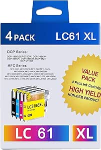 Amazon.com: Lc61XL lc61 Ink cartridges Replacement for Brother lc61 Ink cartridges for Brother ...