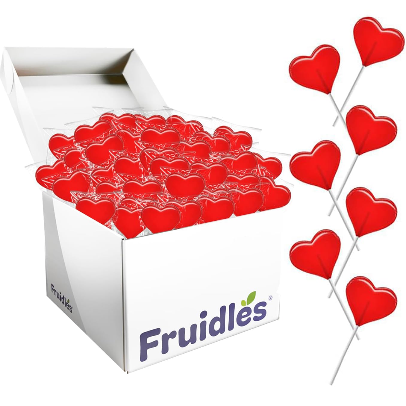 Snapklik.com : Fruidles Valentines Red Heart Shaped Hard Candy Lollipop ...