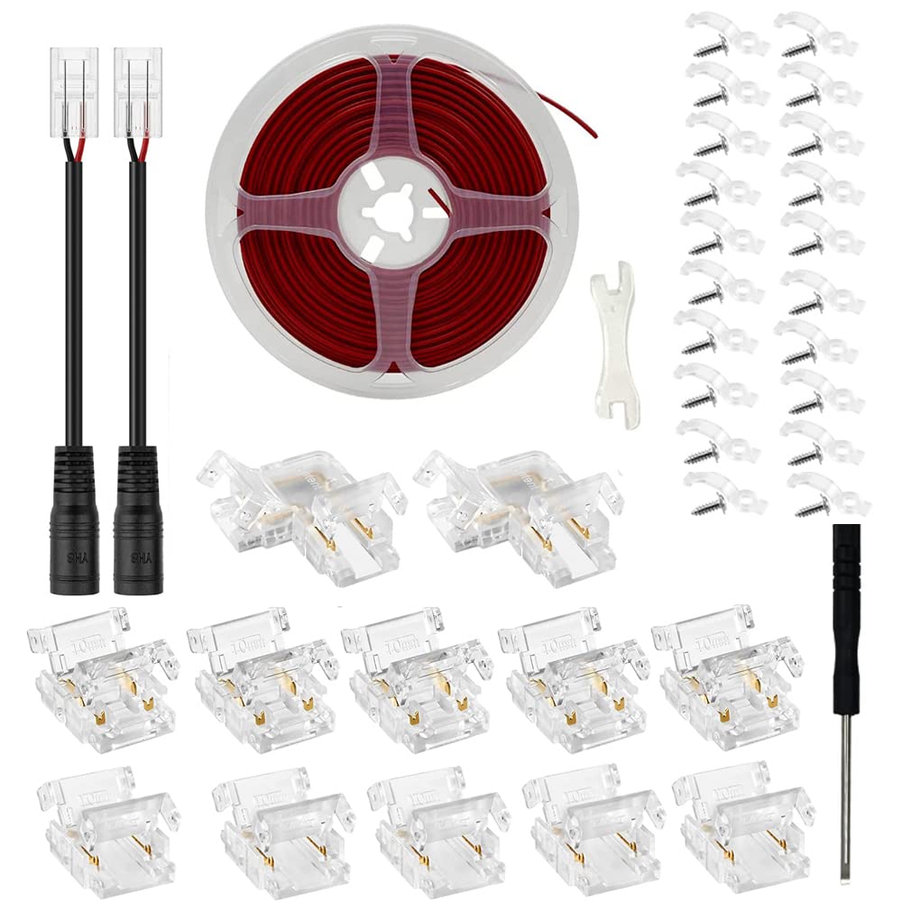 JANDRA COB LED Connectors Kit Include 2pin 10mm COB Strip to Wire Quick ...