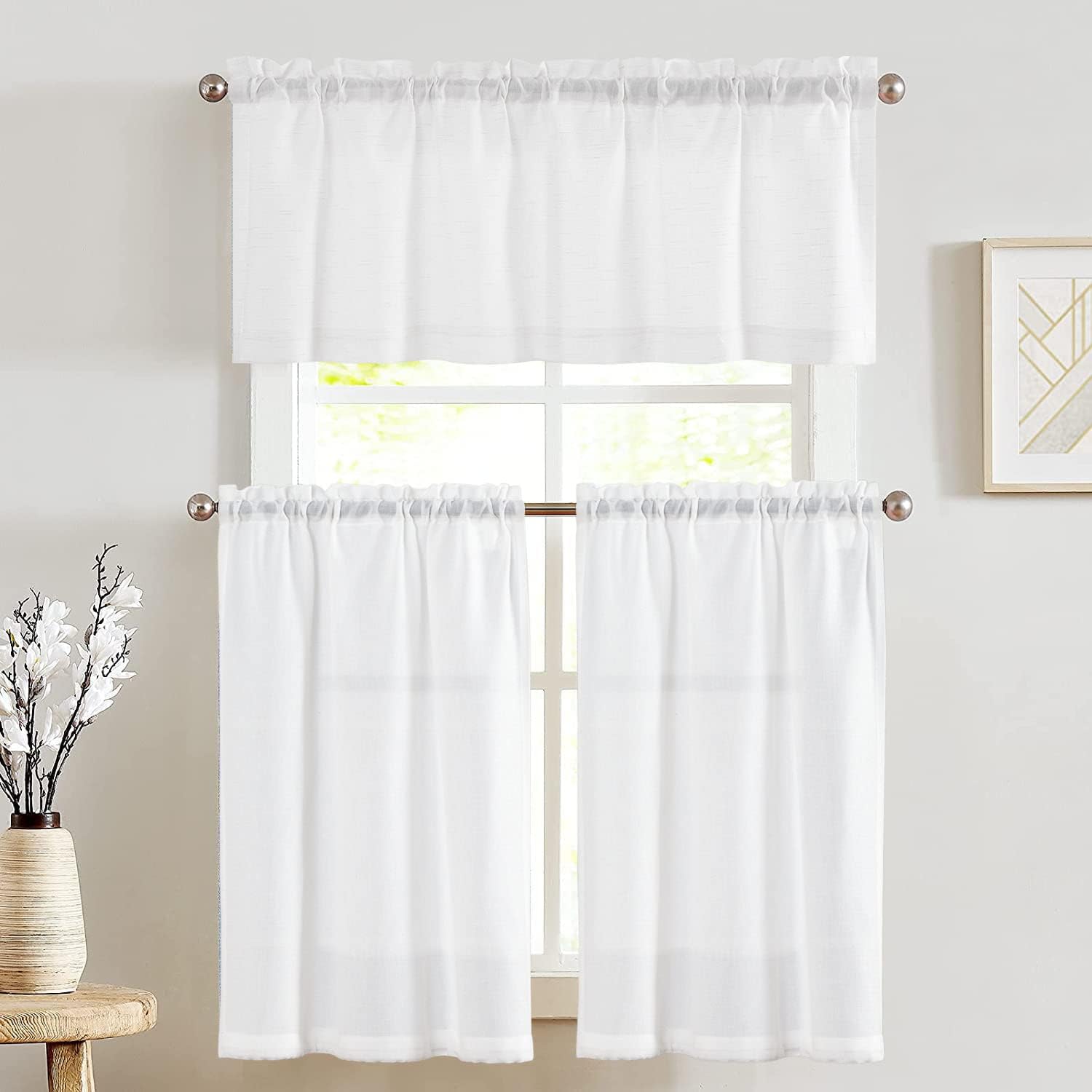 Amazon.com: Creative Linens Battenburg Lace Kitchen Curtain 36" L Tiers ...