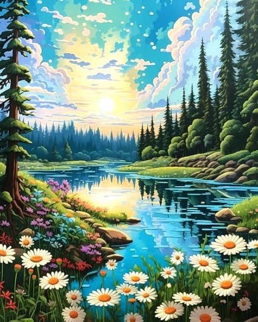 Amazon.com: MXCFZX Paint by Number Landscape DIY Painting On Canvas ...