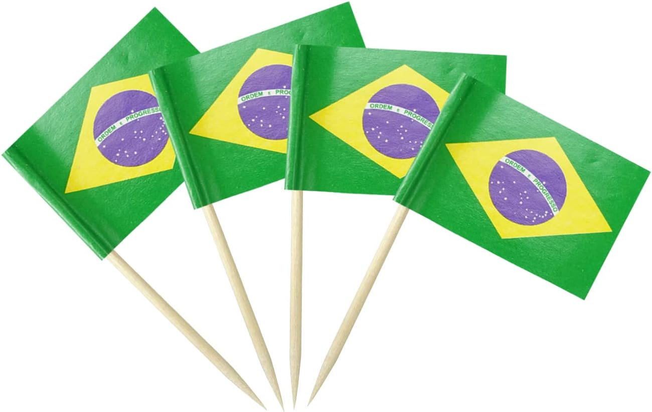 Amazon.com | Brazil Flag Brazilian Flag, Small Mini Brazil Toothpick ...