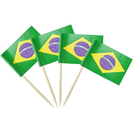 Amazon.com | JAVD CYPS 100 Pcs Brazil Flag Brazilian Toothpick Flags ...