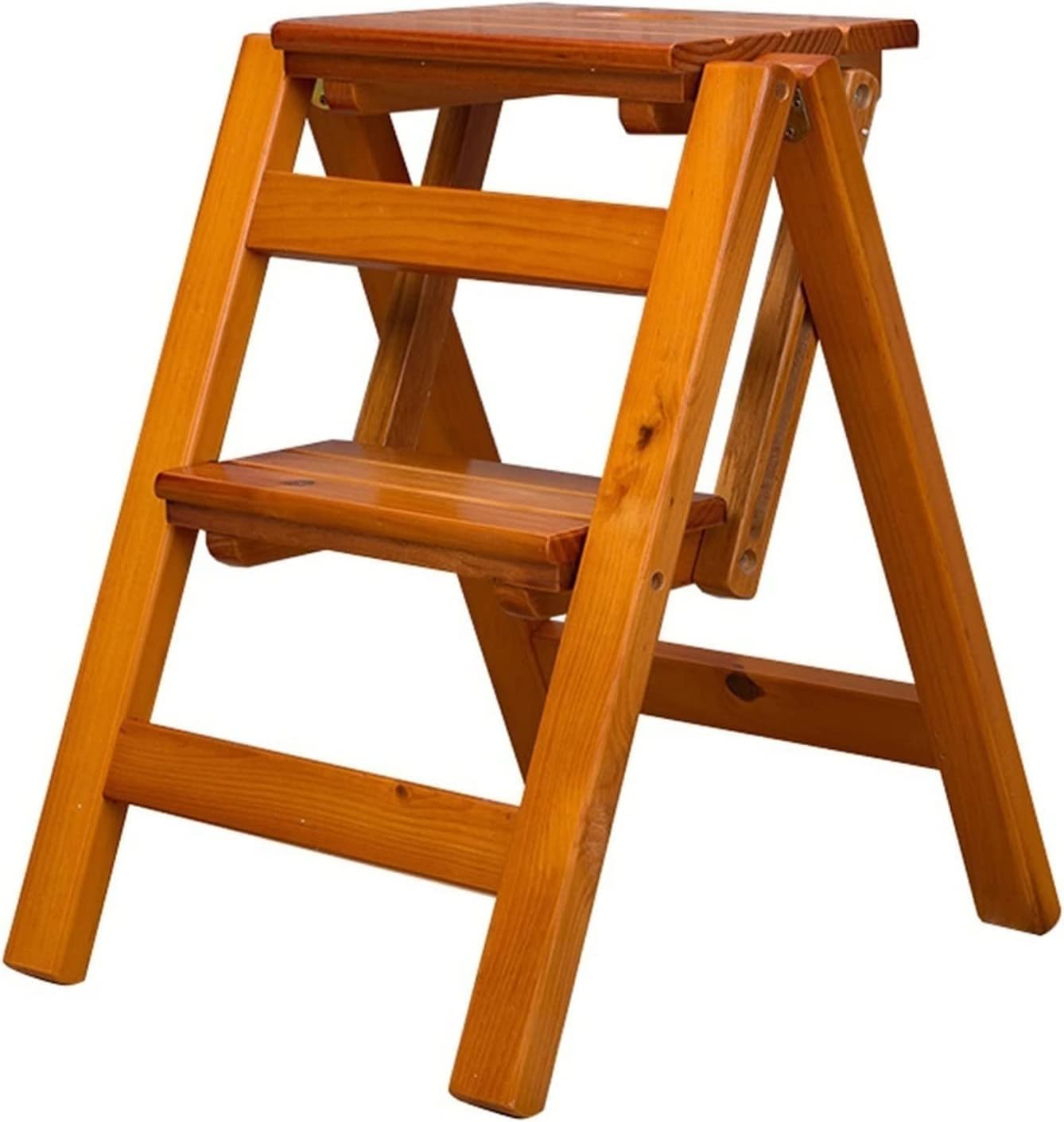 GeRRiT Folding 2 Steps Stools, Wooden Ladders Kitchen Small Foot Stools ...