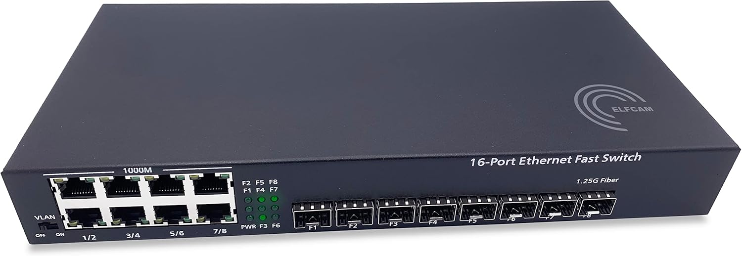 Elfcam® - Gigabit Ethernet Switch avec 8 SFP Ports et 8 Ports Ethernet ...
