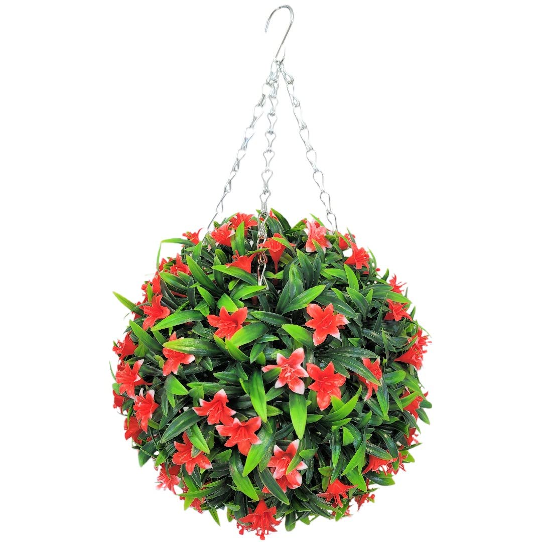 Best Artificial 28cm Lily Topiary Hanging Flower Ball **UV Fade ...