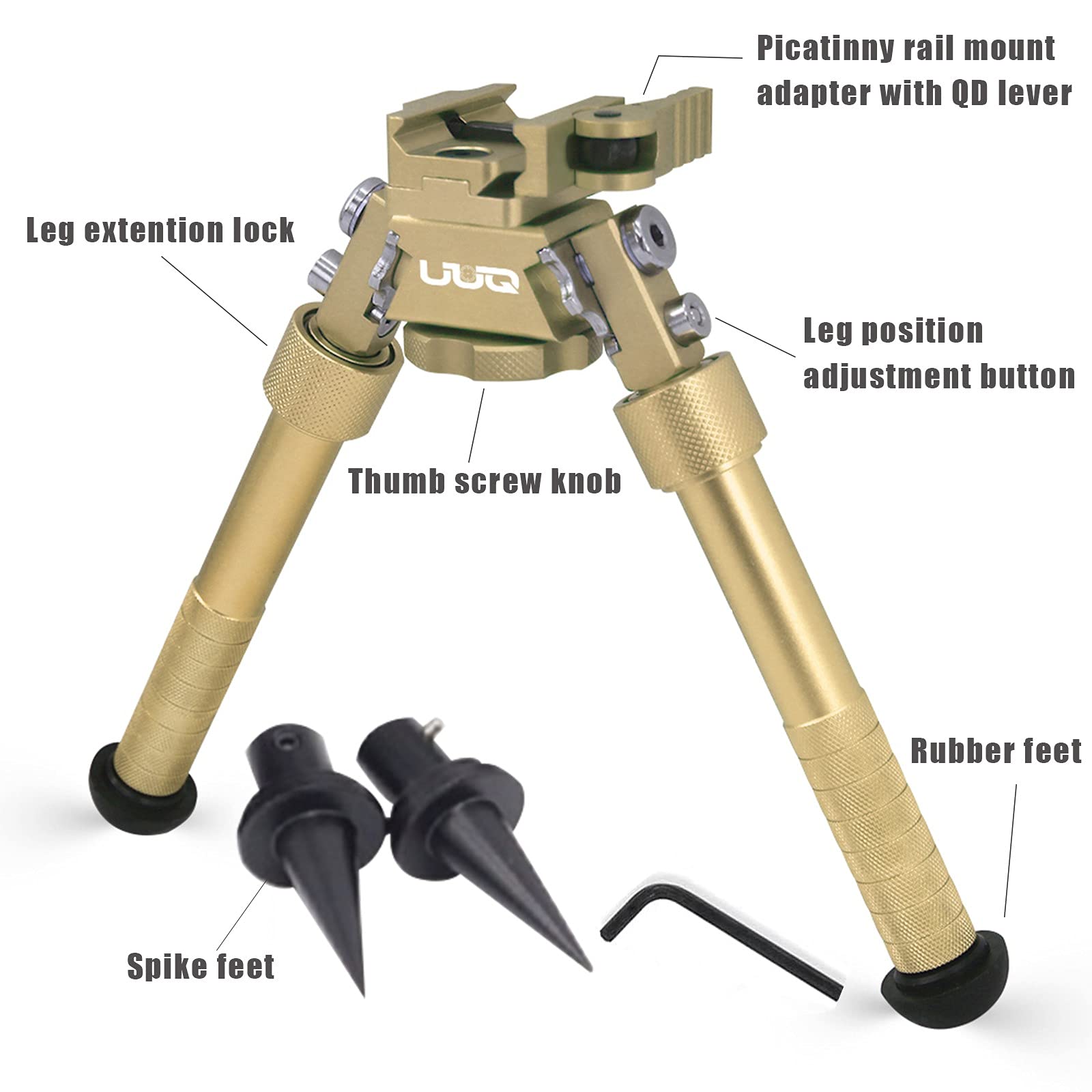 Snapklik.com : UUQ 6- 9Tactical Rifle Adjustable Bipod, CNC Quick ...