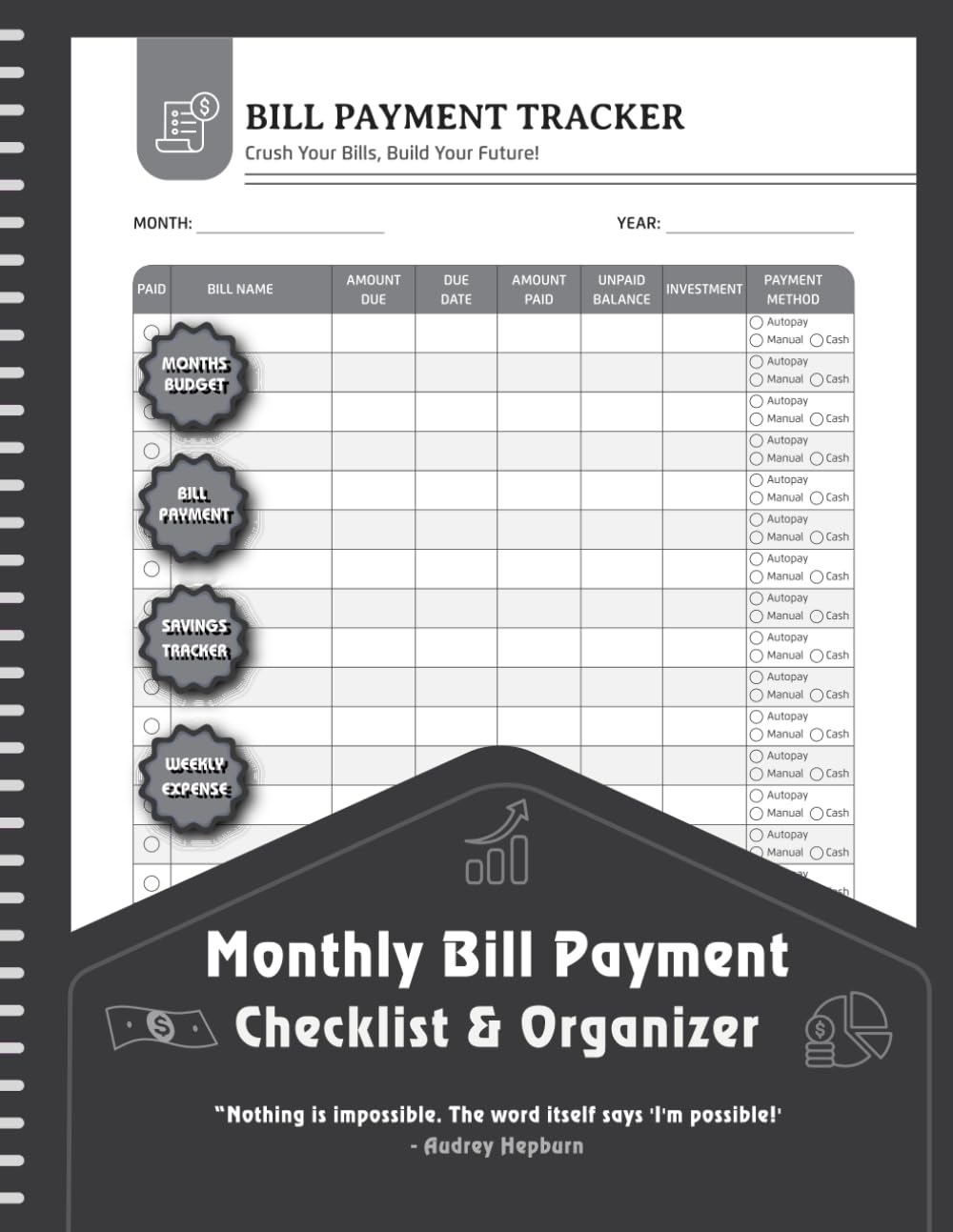 Ultimate Monthly Bill Payment Tracker: Track Bills, Set Goals, and ...