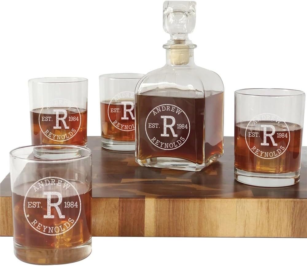 Amazon.com | Personalized Decanter Set, Engraved Decanter with Match ...