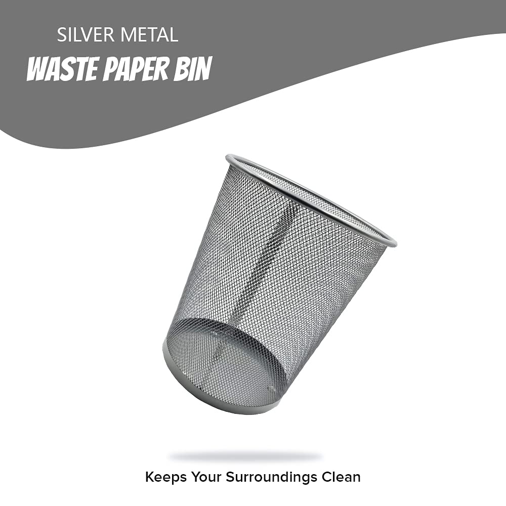 Silver Metal Waste Paper Bin – Stylish & Modern Design – Fuss-Free ...