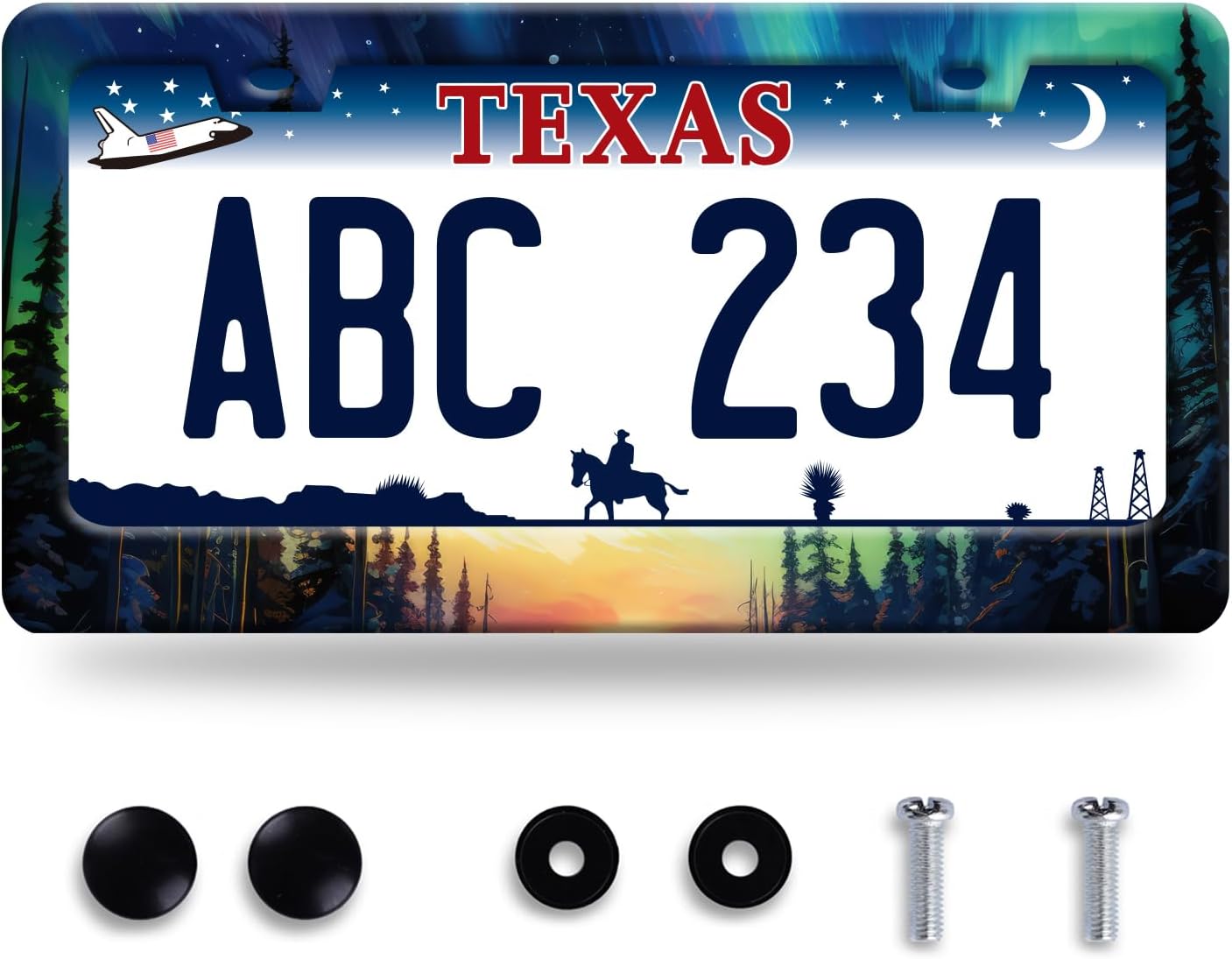 Amazon.com: Aurora Polaris Forest License Plate Frame Northern Lights ...