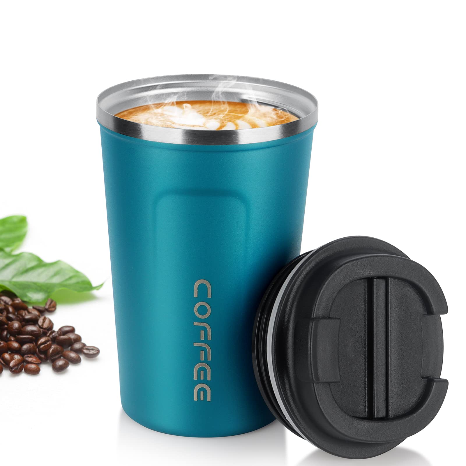 MOMSIV Coffee Cup, 380ml Vacuum Reusable Leakproof Double Wall Coffee ...