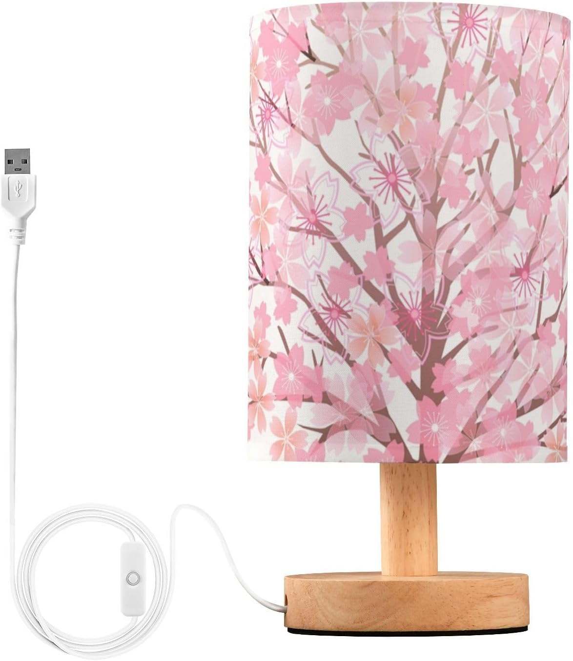 YYZZH Table Lamp Pink Cherry Blossom Tree Spring Flower Nightstand Lamp ...
