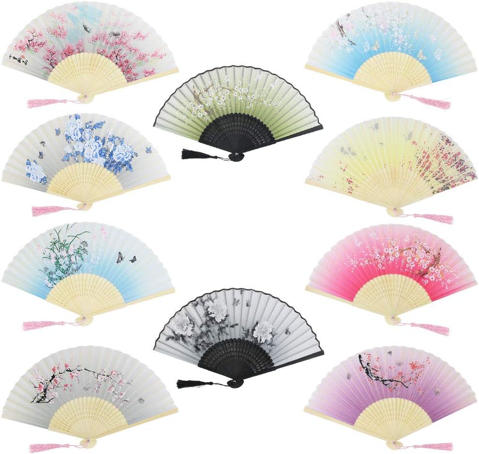 Amazon.com: Lee-buty Folding Fans Handheld Folded Fan Bamboo Hand Fans ...