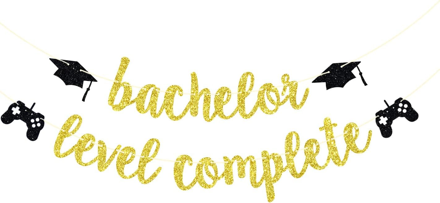 Amazon.com: Gold Glitter Bachelor Level Complete Banner - Bachelor ...