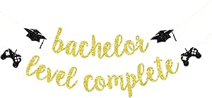 Amazon.com: Gold Glitter Bachelor Level Complete Banner - Bachelor ...