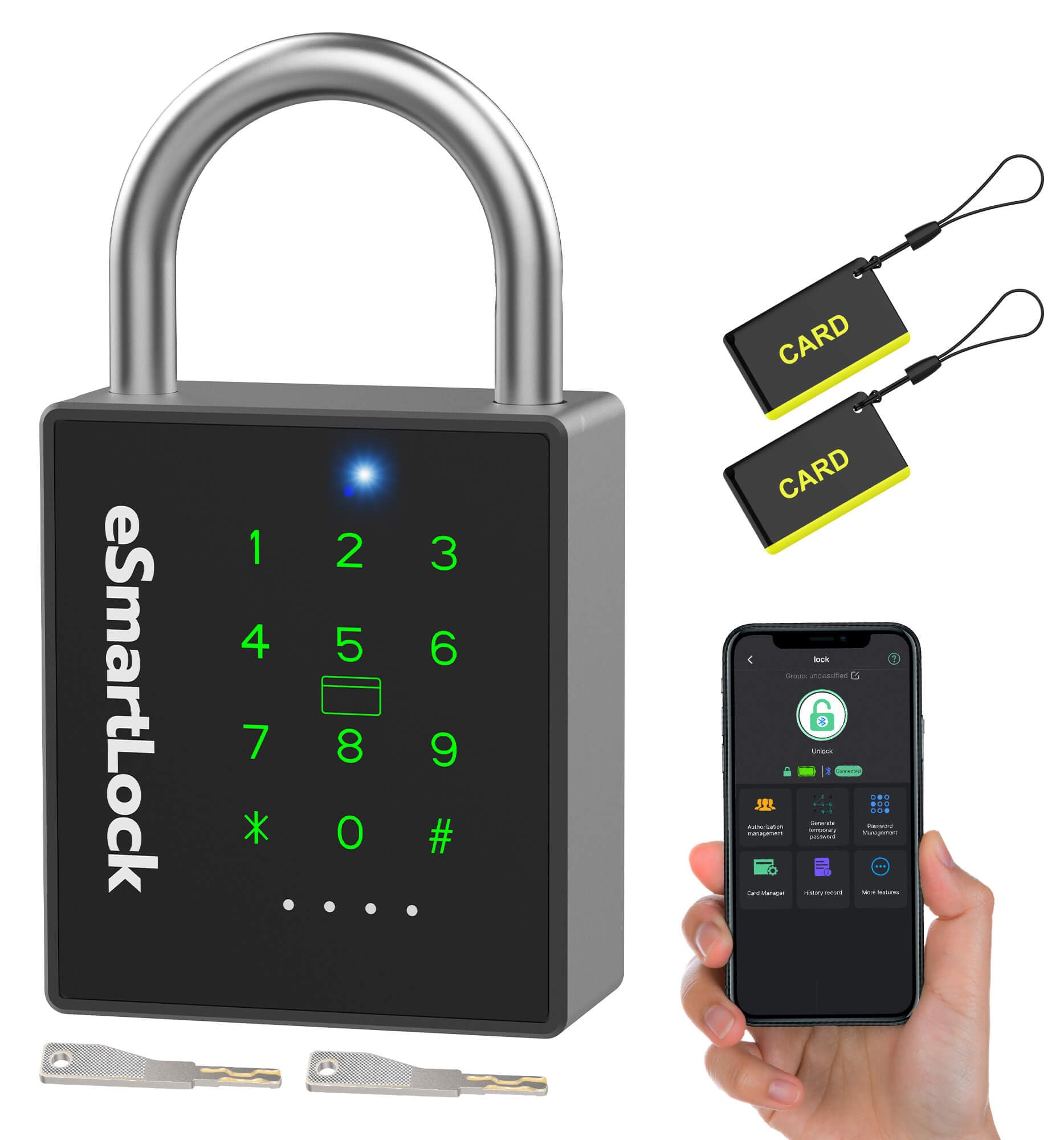 eLinkSmart Heavy Duty Smart Padlock with Key, Pad Locks with Code ...