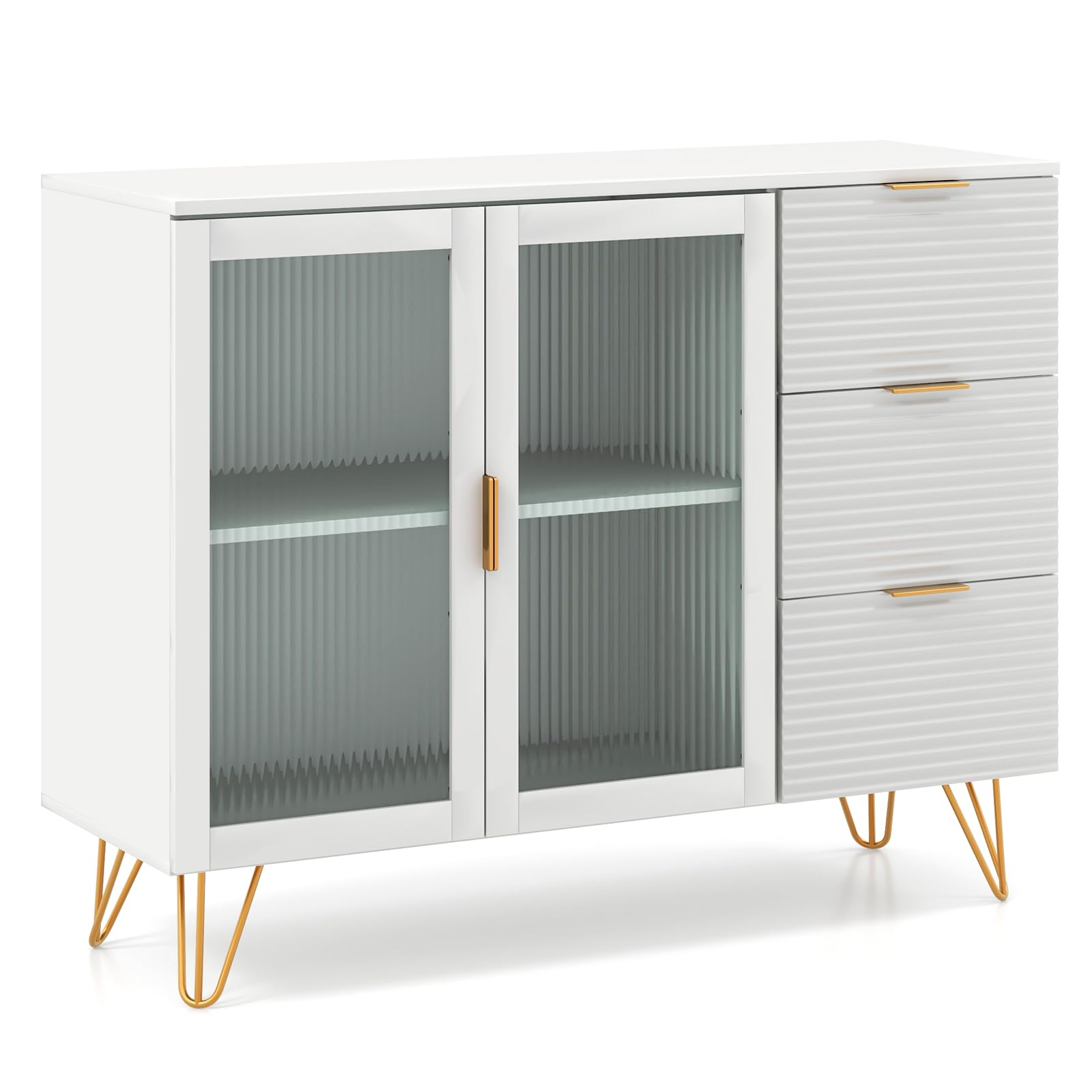 Amazon.com - Moccha Buffet Cabinet, Modern Storage Cabinet with 2 Glass ...