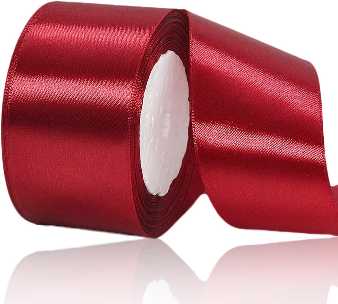 Amazon.com: Burgundy Ribbon 2 Inch x 25 Yards, Wine Red Fabric Ribbon ...