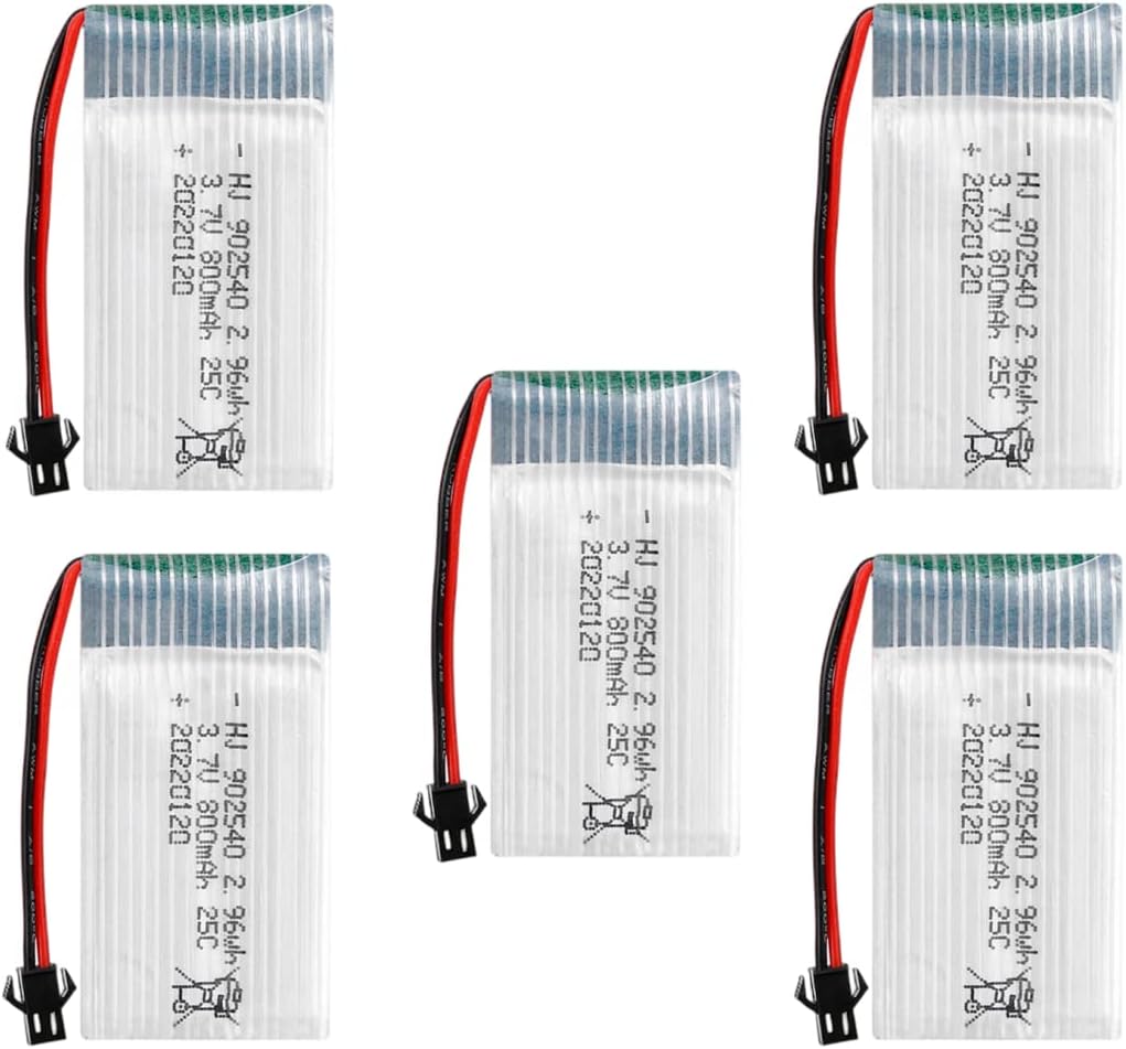 Amazon.com: OooSure 5 pcs 3.7V 800mAh 25C 902540 Rechargeable Batteries ...