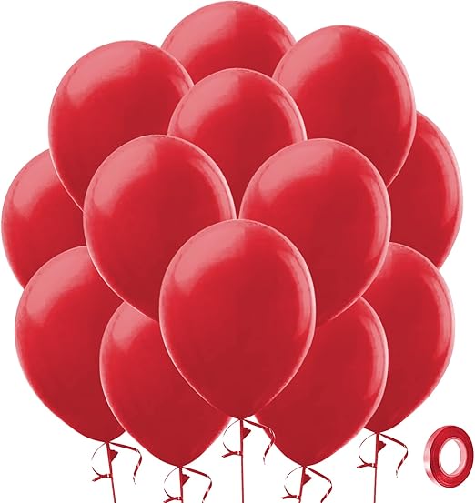 Amazon.com: Bezente Red Balloons Latex Party Balloons - 100 Pack 12 ...