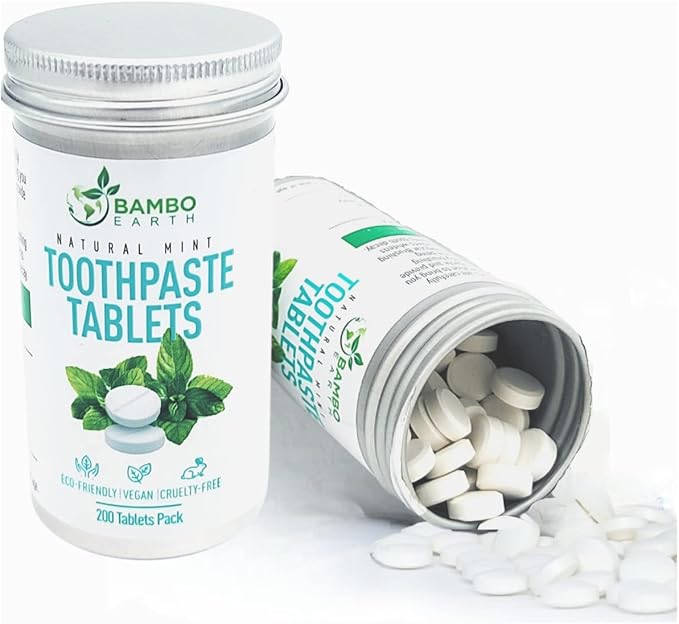 200 Pack Natural Toothpaste Tablet Bits - Chewable Mouthwash Whitening ...