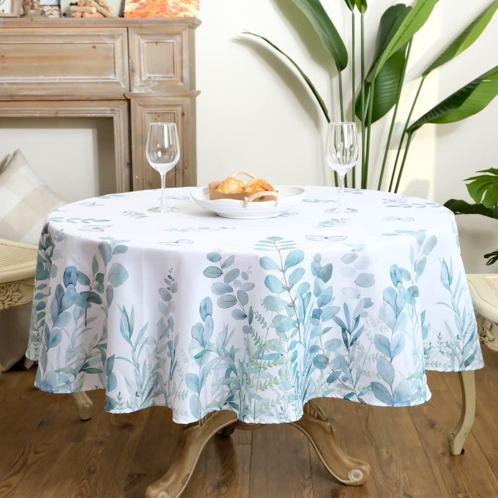 GEEORY Spring Eucalyptus Leaf Tablecloth 60X60 Inch Round Green ...