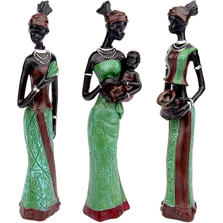 Amazon.com: CYYKDA 3PACK Vintage African Statue. Hand Sculpture African ...