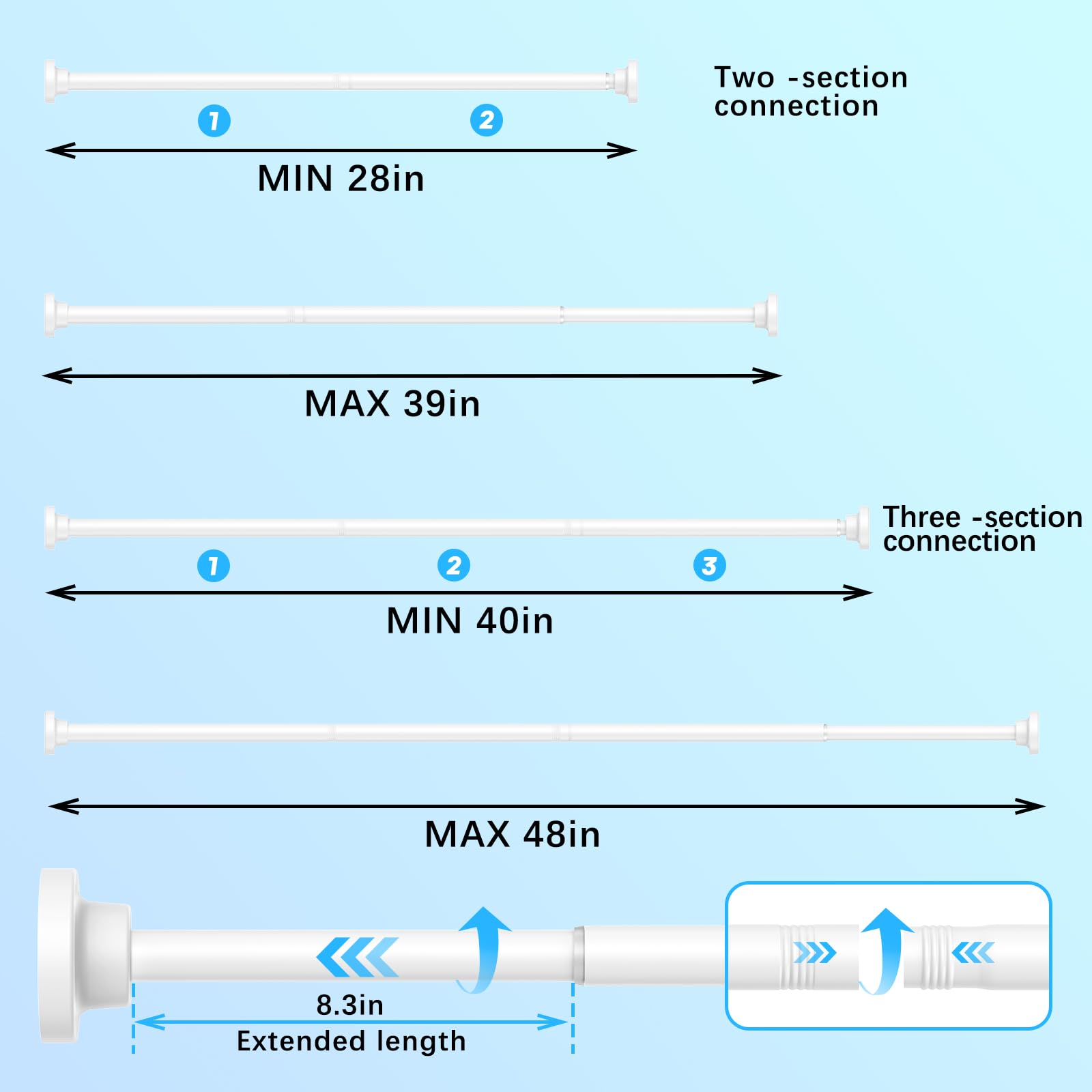 Snapklik.com : Tension Rods For Windows 28 To 48 Inch, 1 Inch Diameter ...