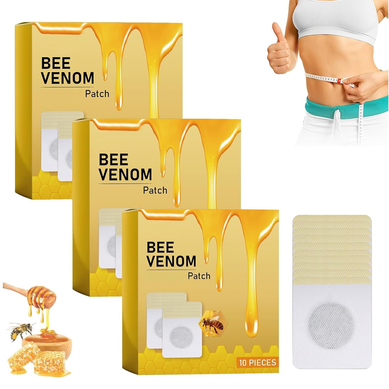 30pcs Bee Venom 𝐒𝐥𝐢𝐦𝐦𝐢𝐧𝐠 Patches, Bee Venom Lymphatic Drainage Patches ...