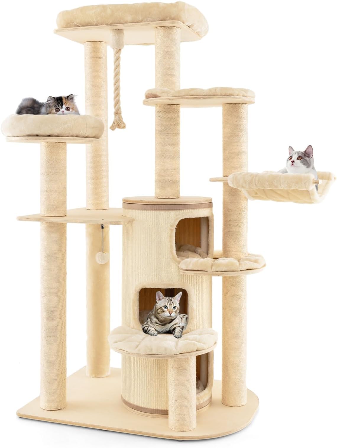 Amazon.com : PETSITE Tall Cat Tree, 67 Inches Wooden Multi-Level Cat ...