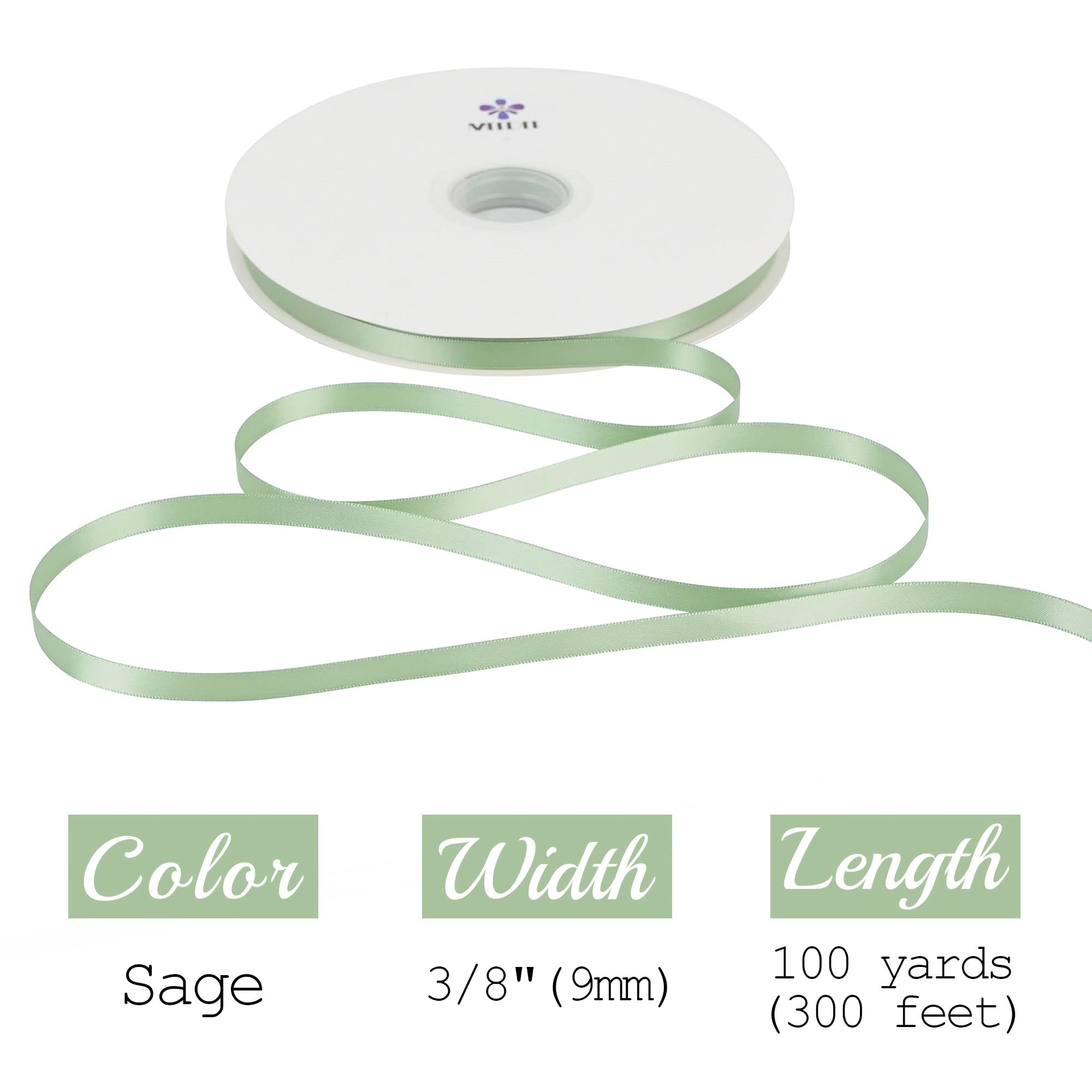 Snapklik.com : MEEDEE Sage Ribbon 3/8 Inch Sage Green Double Faced ...