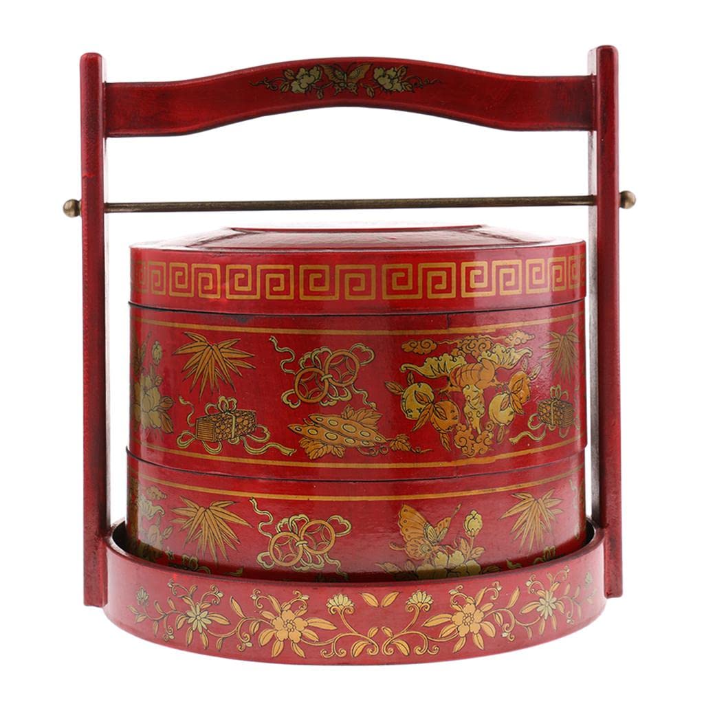 Buy Antique Ancient Food Box Container 2 Layers Wooden Basket ...