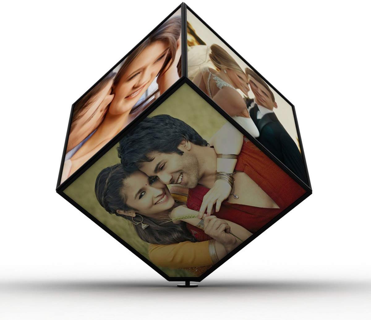PRIXO 360 Rotating Cube Photo Frame of 6 Photos : Amazon.in: Home & Kitchen