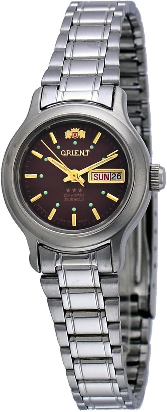 Amazon.com: Orient FNQ05004H Women's 3 Star Stainless Steel Maroon Dial ...