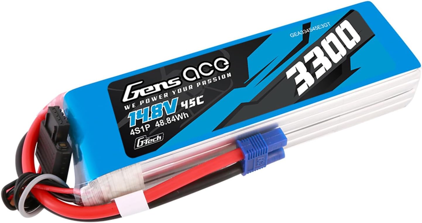 Amazon.com: Gens ace G-Tech 3300mAh 14.8V 45C 4S Lipo Battery with EC3 Plug : Toys & Games