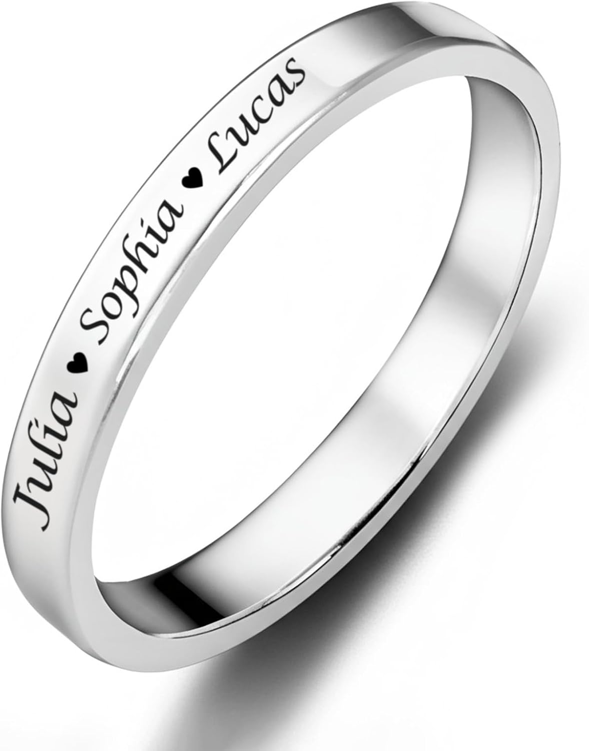 Amazon.com: Ovfovy Engraved Sterling Silver Rings - Customize Family ...