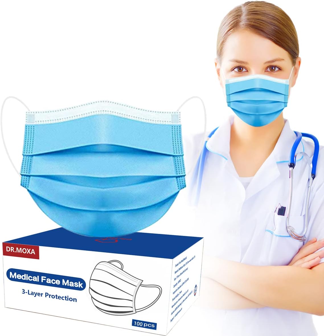 Amazon.com: 100 Pack Made in USA Disposable Face Masks- Medical Grade 3 ...