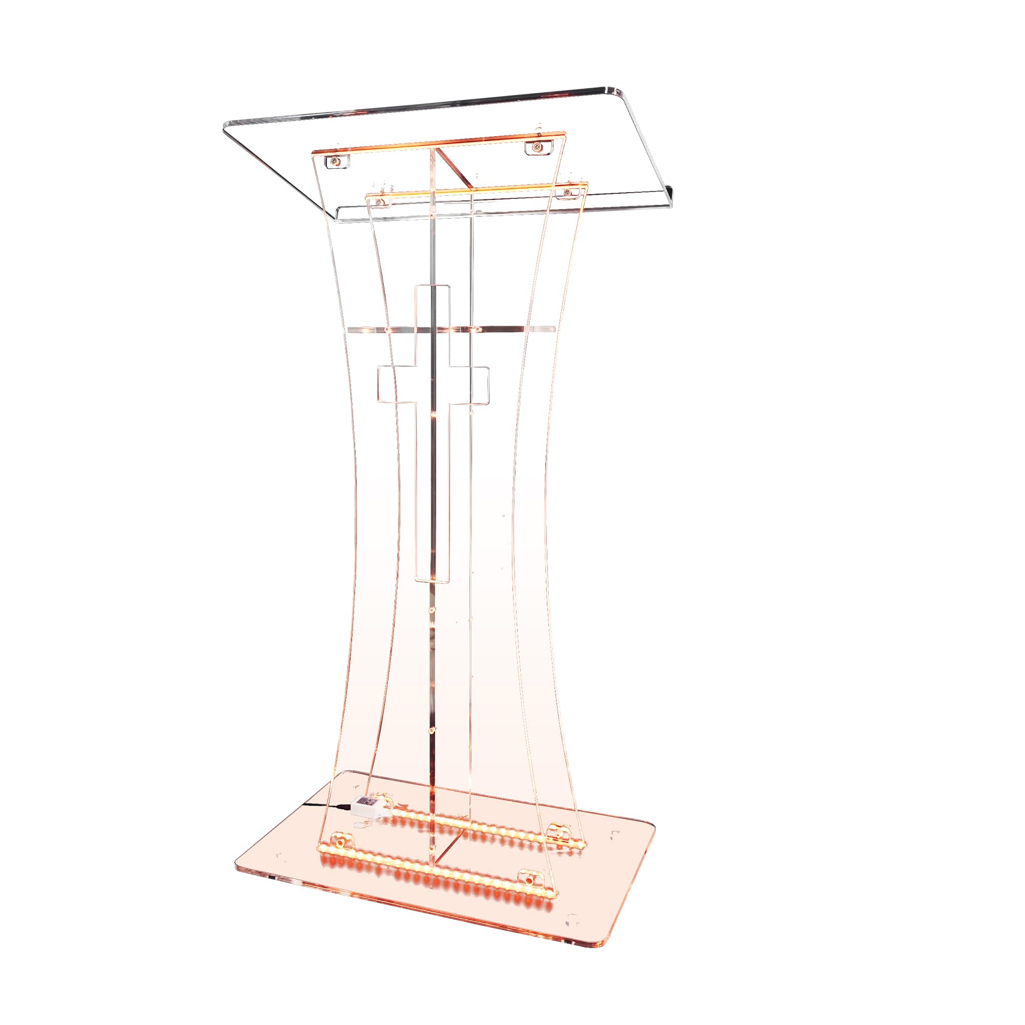 Amazon.com : Acrylic Podium,46" Church Pulpit with Cross Design,Led ...