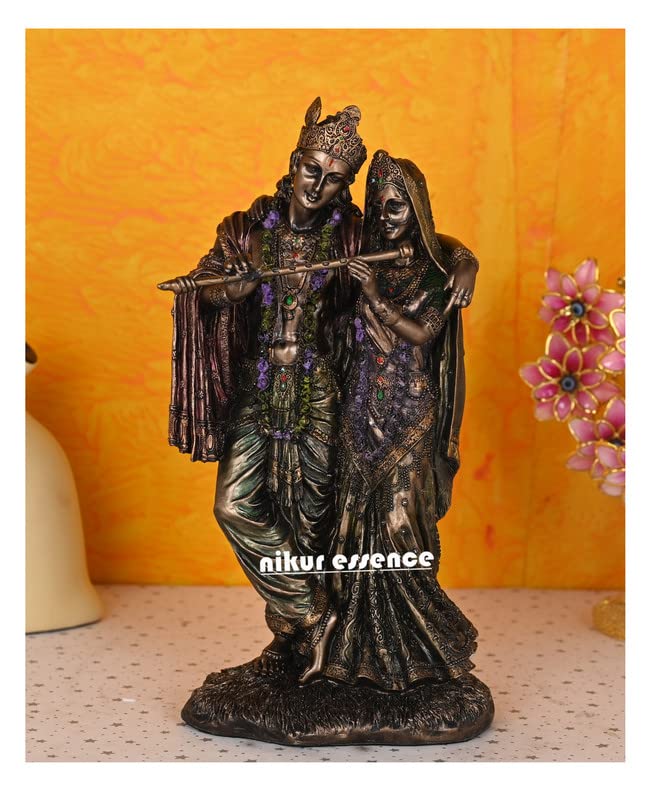 Buy nikur essence Radha Krishna Statue, 28 cm Bonded Bronze Radha ...