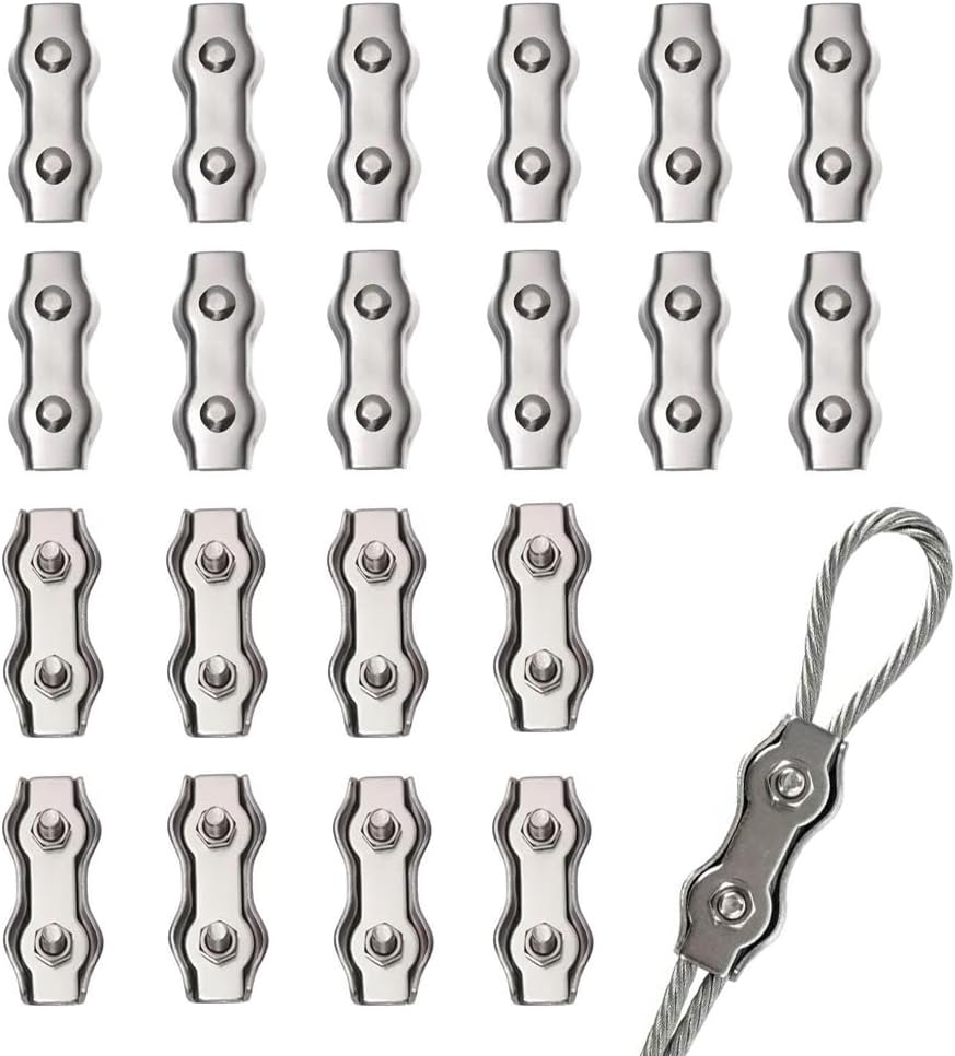 20 Pcs stainless steel duplex wire rope cable clamp/wire rope clamp (1/ ...
