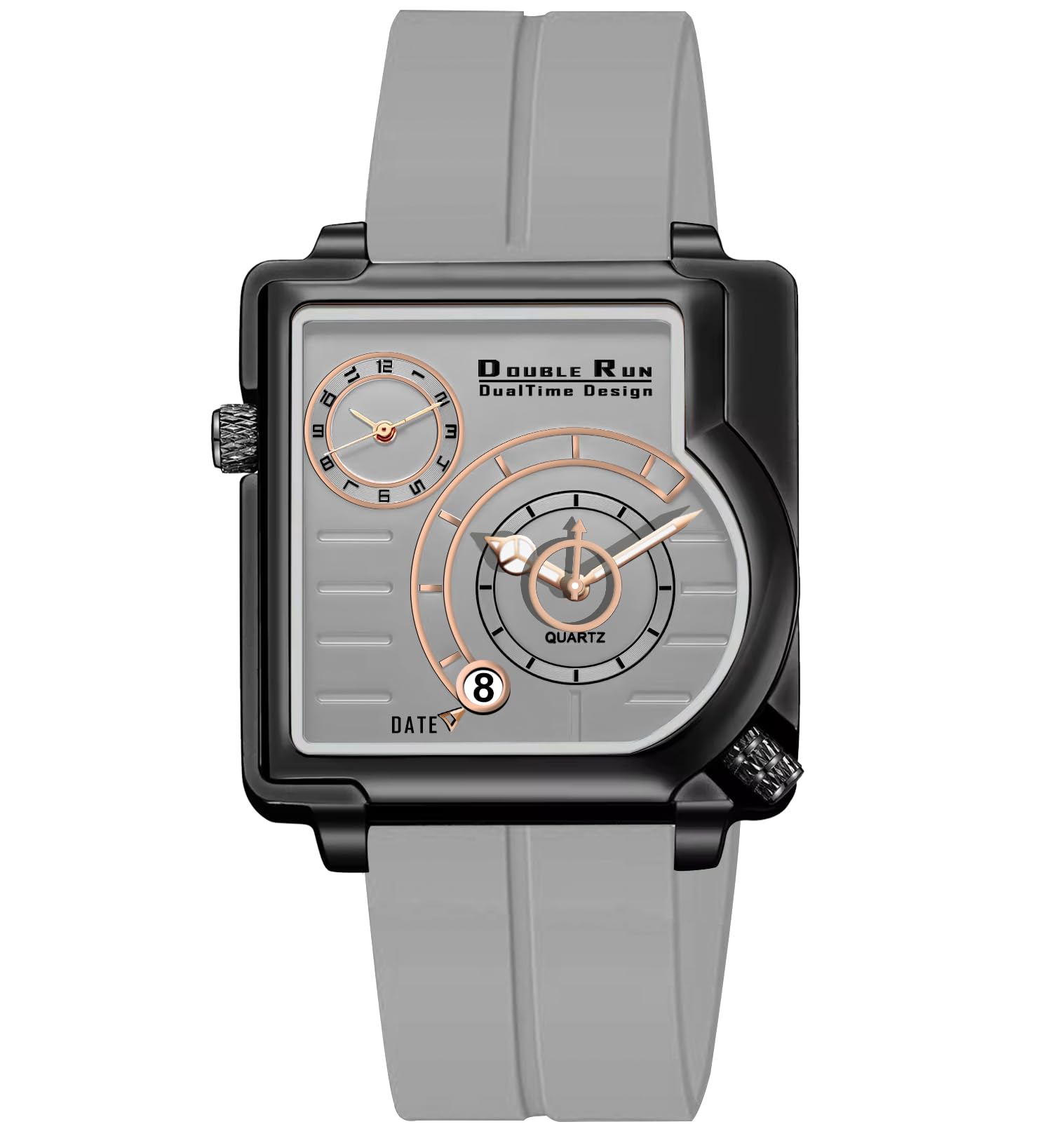 Buy DOUBLERUN Dual Time Date Display Radium Dial Magnetic Buckle Strap ...