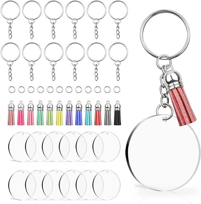 Amazon.com: 48 Pieces Acrylic Keychain Blanks Set Including Clear ...