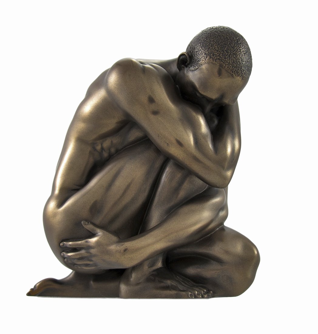 Amazon.com: Bronzed Nude Male Posed Crouching Statue : Home & Kitchen