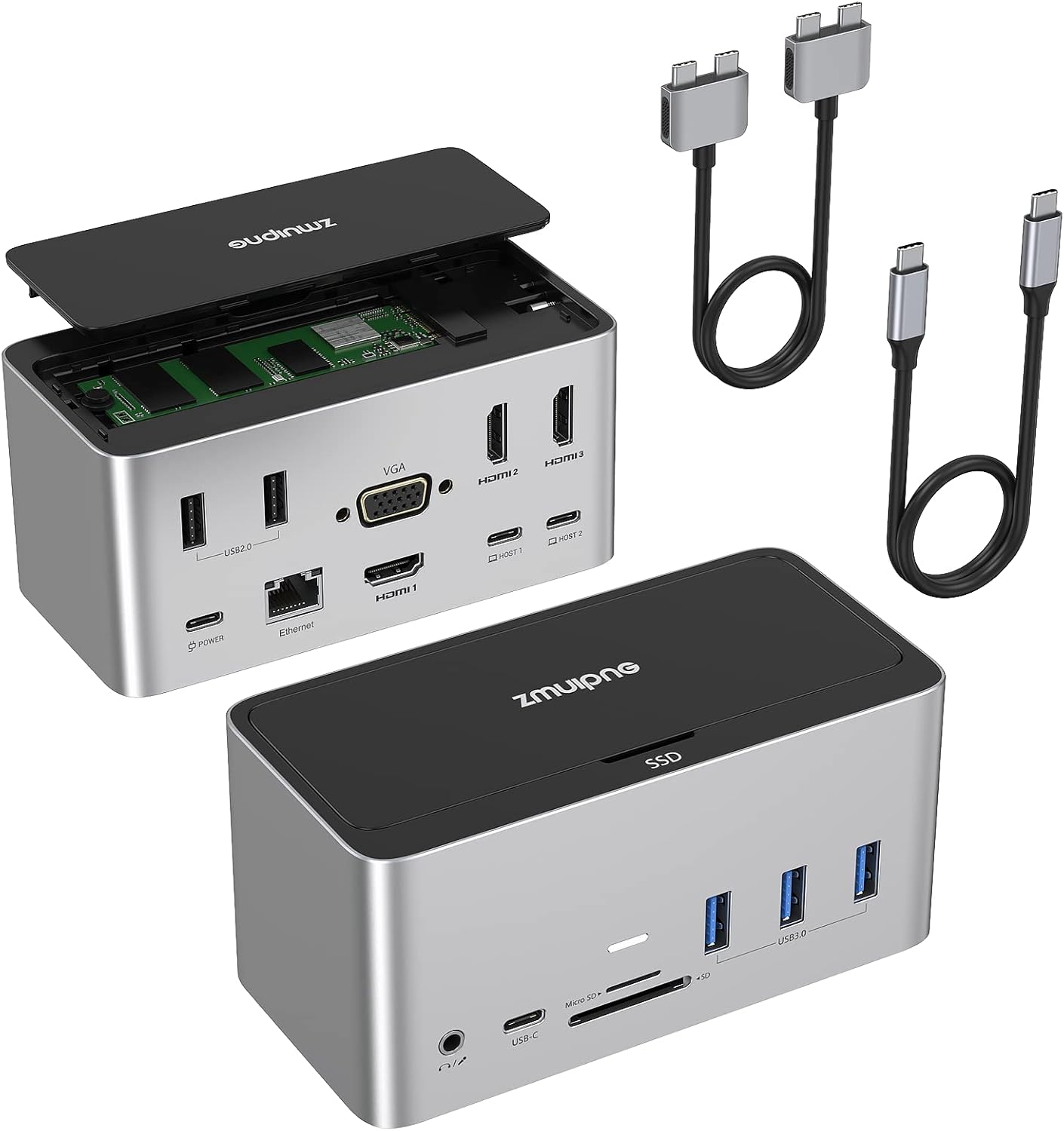 Amazon.com: USB C Hub Dual Monitor Adapter,7 in 1 USB C Docking Station ...