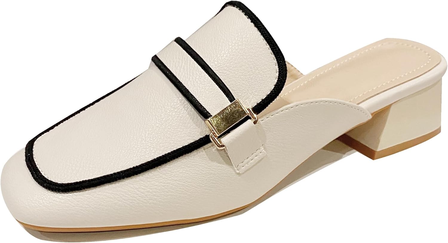Amazon.com | Hanfike Flat Mules for Women Buckle Backless Loafers Shoes ...