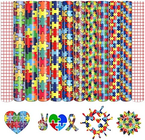 Amazon.com: HTVSTD Autism Puzzles Permanent Vinyl 12 Sheets 12"x10 ...