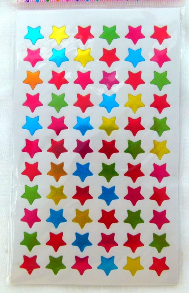 Amazon.com: 10 sheets of Small Star Shape Glittered Stickers (660 ...