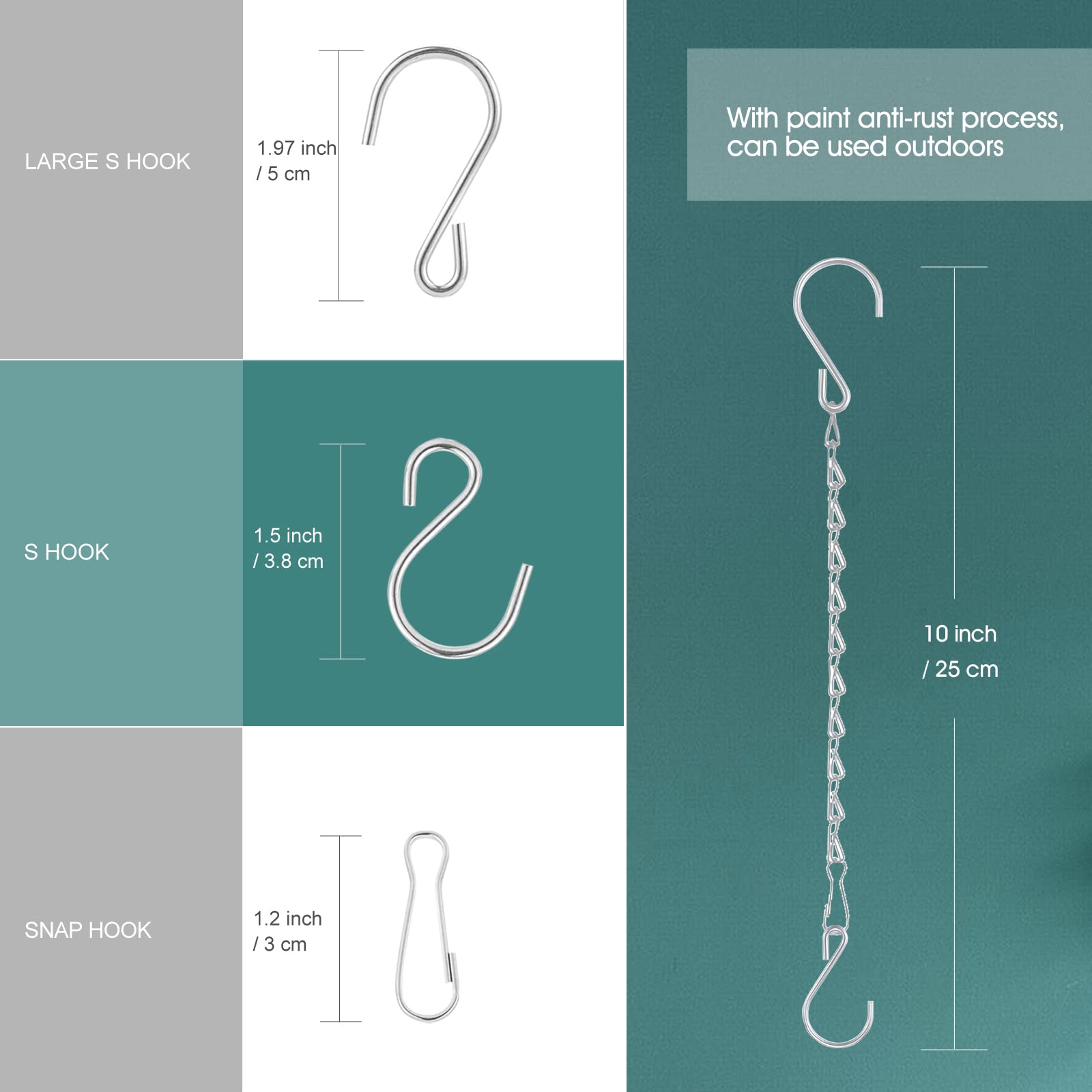 Snapklik.com : Fetanten Chain For Hanging Plants, 10 Inch Silver Plant ...